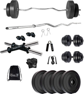 DreamFit 10 kg 10Kg PVC plates, 3ft curl rod, dumbbell rods & gym ...