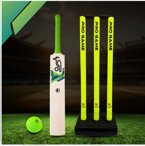 Pro Game KOOKABURRA Cricket Bat with PVC GRN Wicket Set & 1 Tennis Ball ...