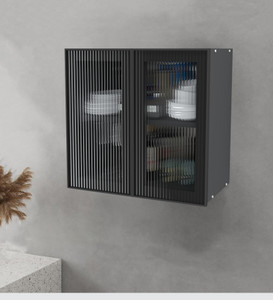 SPECIALITY PANELS Aluminium Black Profile 2 Door Fluted Plain Glass ...