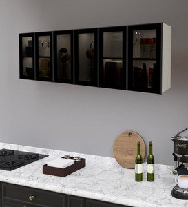 SPECIALITY PANELS Aluminium Black Profile 6 Grey Tinted Glass handless ...