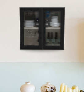 SPECIALITY PANELS Aluminium Black Profile 2 Door Flute Plain Glass ...