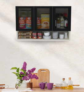 SPECIALITY PANELS Aluminium Black Profile 3 Fluted Plain Glass handless ...