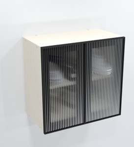 SPECIALITY PANELS Aluminium Black Profile 2 Door Flute Plain Glass ...