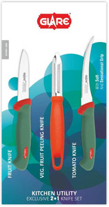 Glare 3 Pc Steel Knife Set Glare Kitchen Utility Knife 3 Pcs-GA-129 ...