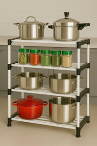 sharma ji store Containers Kitchen Rack Plastic Multipurpose 4-Tier PVC ...