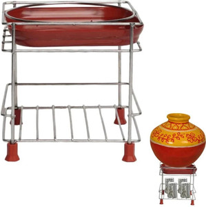 GLOCY Containers Kitchen Rack Steel Round Matka Stand|3in1 Rack with ...