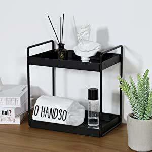 sociya Cutlery Kitchen Rack Steel 2-Tier Standing Black Rack, Bathroom ...