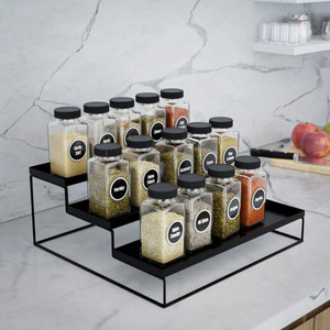GESCHIR Utensil Kitchen Rack Iron 3-Tier Step rack Kitchen Spice Bottle ...