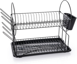 Shopixo Dish Drainer Kitchen Rack Plastic 2 Tier Stainless Steel Black ...