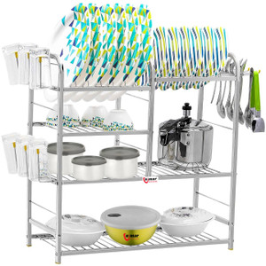 MAGS Utensil Kitchen Rack Steel 4 Shelf 24 Inch Stainless Steel Wall ...