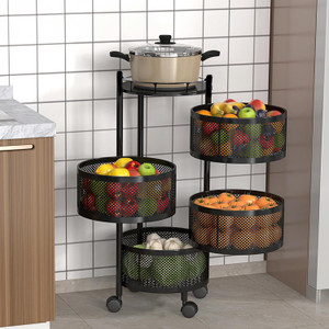 KUBER INDUSTRIES Fruits/Vegetables Kitchen Rack Iron 4-Layer Rotating ...