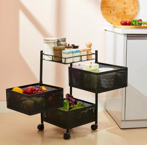 ADMIN INDUSTRIES Fruits/Vegetables Kitchen Rack Steel 3 layer trolley ...