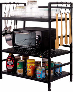 Livzing Utensil Kitchen Rack Steel 3-Tier Metal Microwave Oven Holder ...