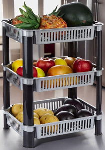 JORDY Utensil Kitchen Rack Plastic 3 Layer Plastic Kitchen Stand for ...