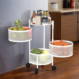 Heart Home Fruits/Vegetables Kitchen Rack Iron 3-Tier Rotating ...
