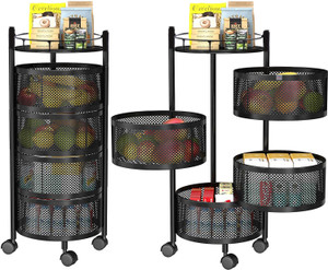Heart Home Fruits/Vegetables Kitchen Rack Iron Pack of 2 Rotating 4 ...