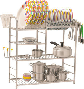 movla Dish Drainer Kitchen Rack Steel Kitchen Utensils Rack Modular ...