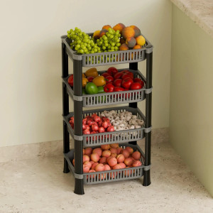 Morbrix Fruits/Vegetables Kitchen Rack Plastic 4 Layer Plastic Kitchen ...