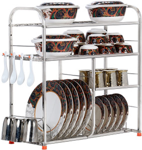 IRONTECH Utensil Kitchen Rack Steel Stainless Steel 4 Layer Wall Mount ...