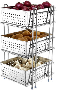 SMART SLIDE Fruits/Vegetables Kitchen Rack Steel Stainless Steel 3 ...