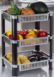 JORDY Utensil Kitchen Rack Plastic 3 Layer Plastic Kitchen Stand for ...