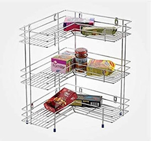 DEVRSHREE Containers Kitchen Rack Steel L Corner Shape Triple Layer ...