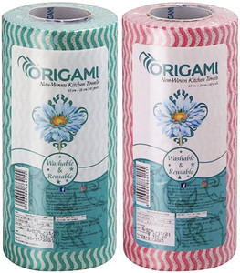Origami Non Woven Reusable Kitchen Towel Roll Pack of 2 - 80 Sheets Per ...