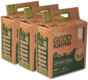 Origami Good Karma Kitchen Tissue Paper Roll Pack of 6 - 75 Sheets Per ...