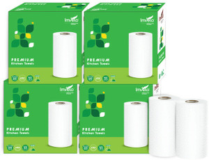 IMVELO 4 Ply Kitchen Tissue Paper Roll - 8 Rolls (160 Pulls/Roll ...