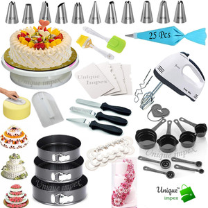 Unique Impex - 3 Pc Round Shape Cake Moulds + cake baking set combo ...