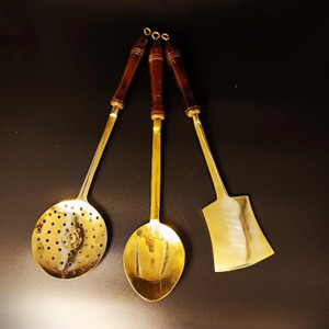 M R HANDICRAFTS Set of 3 : Pure Flipping Spoon Frying Spoon Curved ...