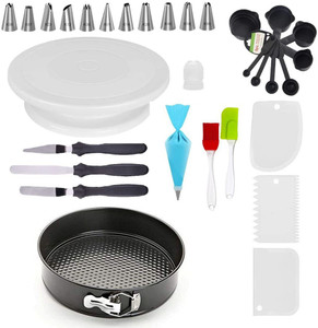 The Unique Collection Cake Making Set Combo Turntable|Cake tins |Cake ...