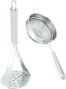 WokHouse kitchen tools combo with one steel handle masher and one tea ...