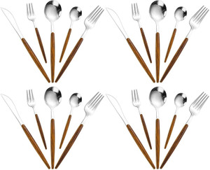DORMICO Matte Silverware Set with Wooden Handle, Stainless Steel ...