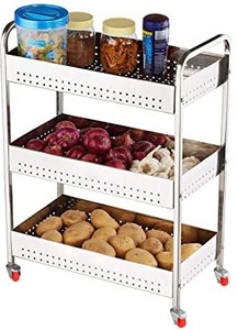DEVRSHREE 3 Layer Stainless Steel Folding Onion Potato Trolley With ...