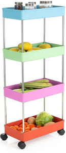 DM PLUS Plastic-Stainless Steel Fruit & Vegetable 4 Stand Kitchen ...
