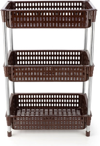 SHRAVI 3 Layer Multi-Purpose Kitchen Storage Basket Rack/Trolley Office ...
