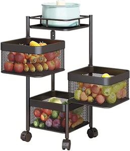 Gami Store MAGIC CORNER BLACK 3 SHELF Steel Kitchen Trolley Price in ...