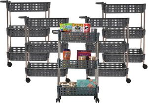 KUBER INDUSTRIES Pack of 5 Multipurpose 3-Layer Storage Revolving Rack ...