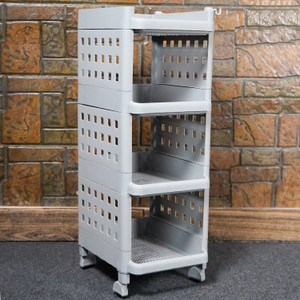 LEOPAX 4 Tier Stackable Shelf Utility Rolling Stand Rack | Storage ...