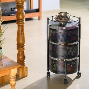 Angelware 3 Layer Kitchen Trolley Storage Rack Round Design Fruits ...