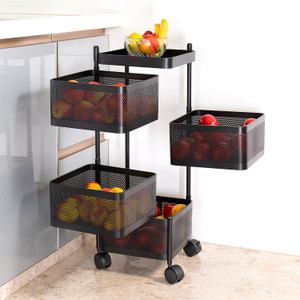 Angelware 4 Layer Fruit Vegetable Stand Basket Kitchen Rotating Trolley ...