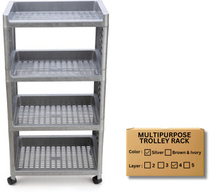 Flexcube 4 Tier Multipurpose Rolling Utility Cart Rack Stand for Home ...