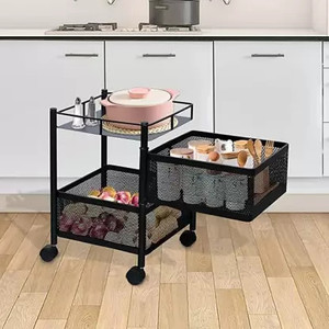 CreativeBuzz 2 Layer Kitchen Trolley Rack Square Design for Fruits ...