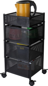 KINFOLK 4 Layer Kitchen Rotating Trolley, Fruit & Vegetable Storage ...