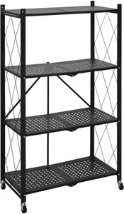 TNT Pre-Assembled Foldable Metal Rack for Storage with Wheels Iron ...