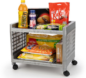 Flexcube 2 Tier Multipurpose Rolling Utility Cart Rack Stand for Home ...