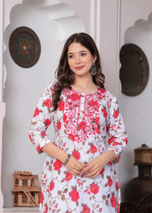 KJFAB Women Floral Print Straight Kurta - Buy KJFAB Women Floral Print ...