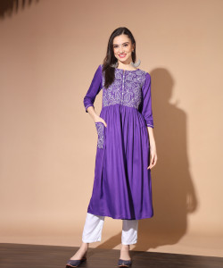 ANGITA Women Embroidered Flared Kurta - Buy ANGITA Women Embroidered ...