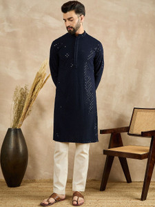 House of Pataudi Men Embroidered Straight Kurta - Buy House of Pataudi ...